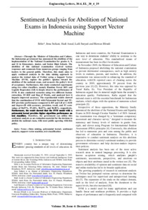 Sentiment Analysis for Abolition of National Exams in Indonesia using Support Vector Machine ...